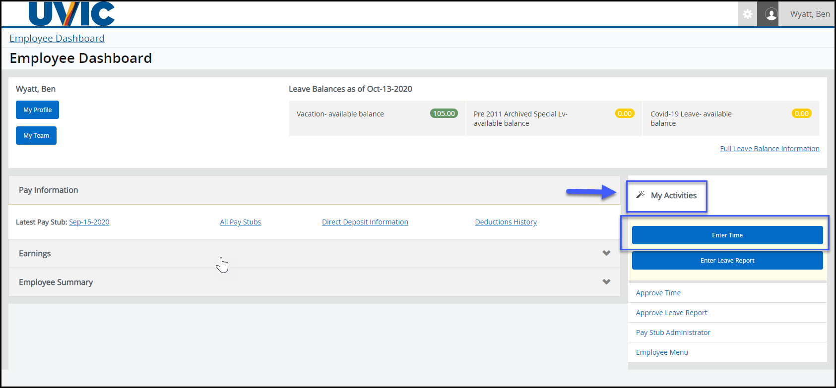 Entering and Approving online timesheets - University of Victoria