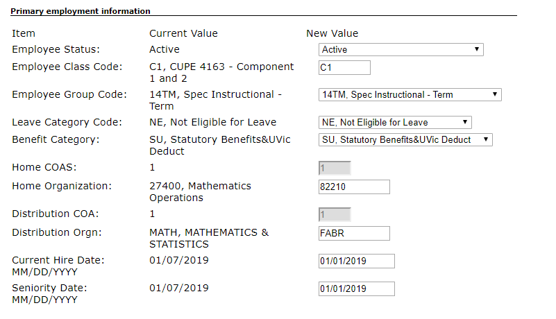 CUPE 4163 Comp1 online appointment form - University of Victoria
